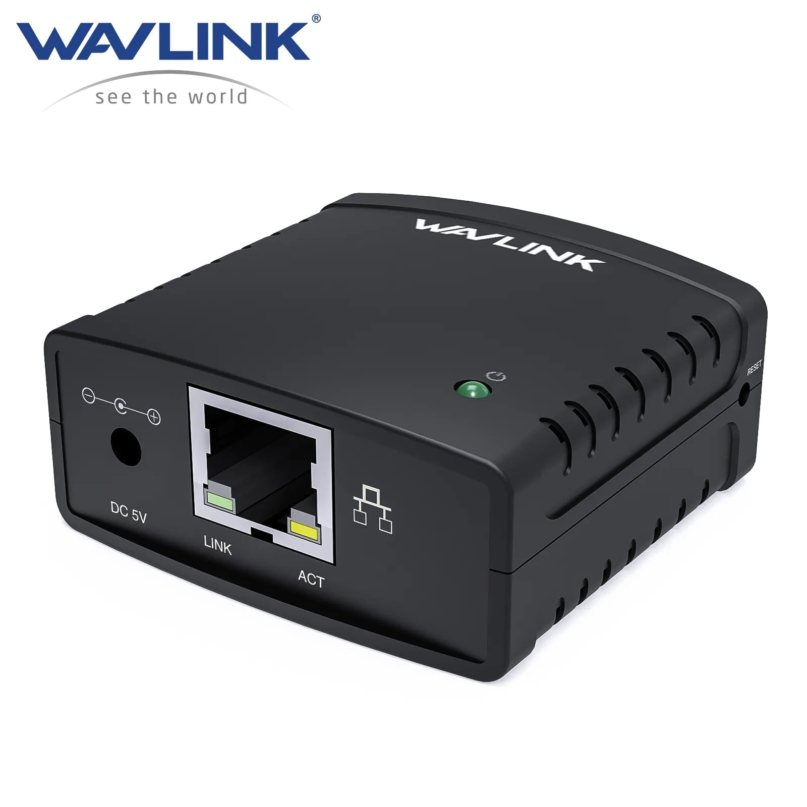 Wavlink USB 2.0 LRP Print Server Share a LAN Ethernet Networking Printers Power Adapter USB HUB ...