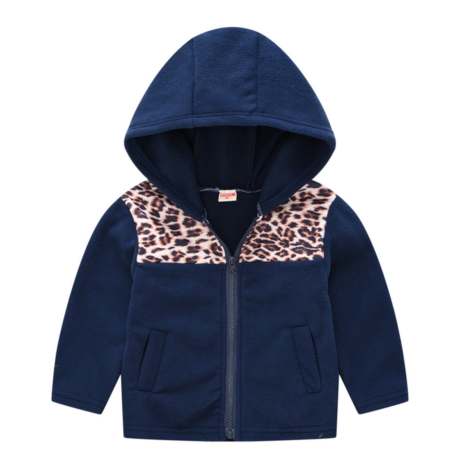 Wavsuf Children Jackets for Girls And Boys with Hood Leopard Zip Fleece ...