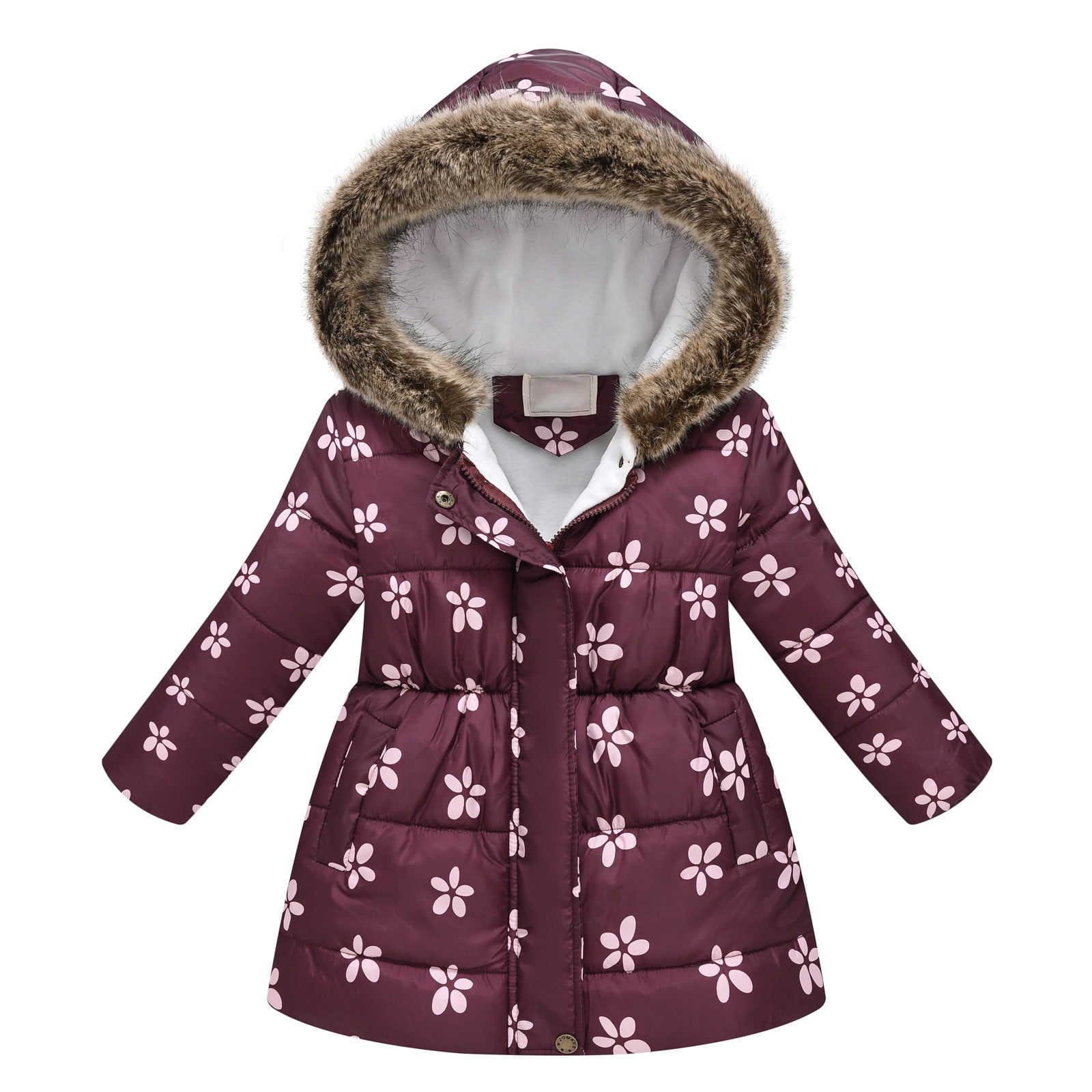 Wavsuf Kids Coats Girls Girls Winter with Hood Wine Jackets Size 6 ...