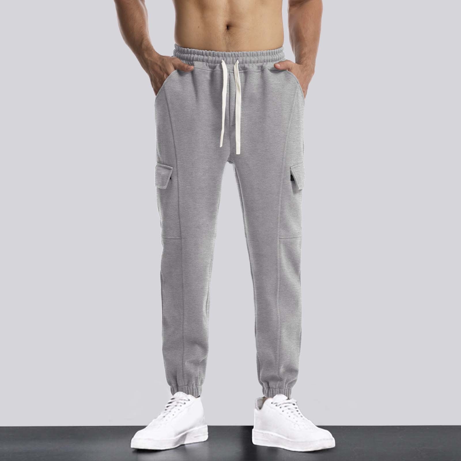 Wavsuf Pants for Men with Pockets Drawstring Gray Pants Size 2XL ...
