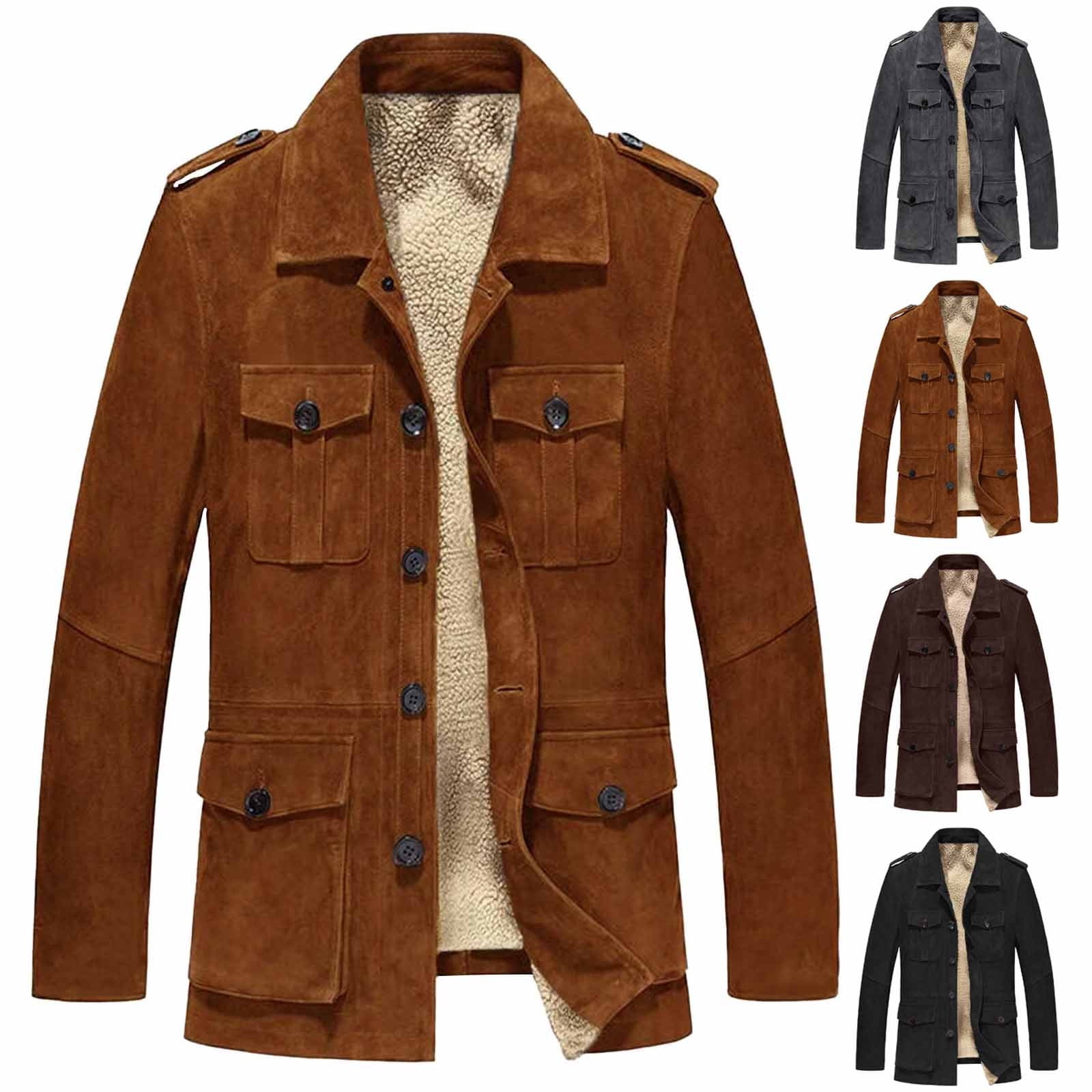 Wavsuf Winter Leather Jacket Mens Jackets Heavyweight for Men Peacoats ...