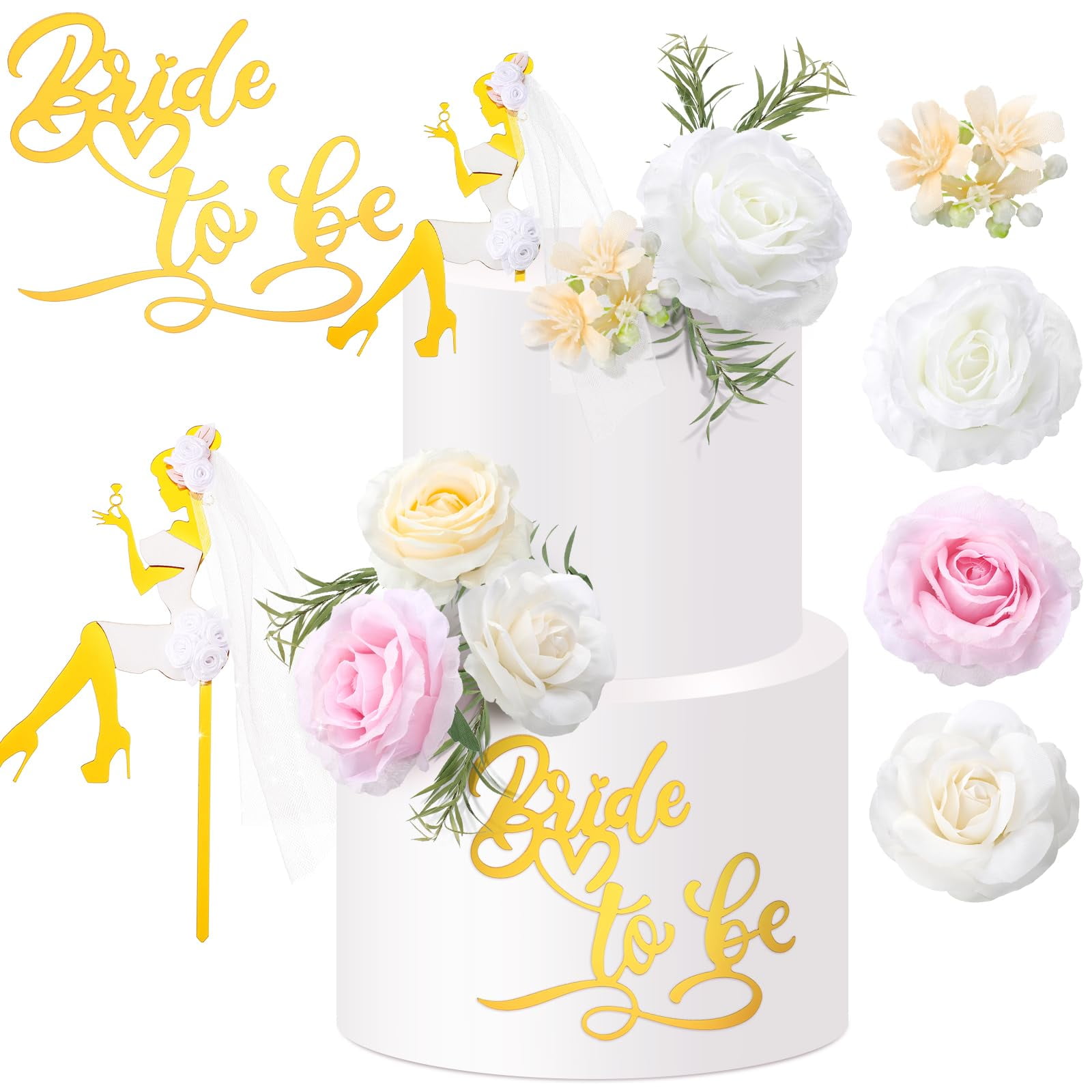 Wavwavw 16 Pcs Bride to Be ITL1 Cake Topper Set Wedding Cake Toppers ...