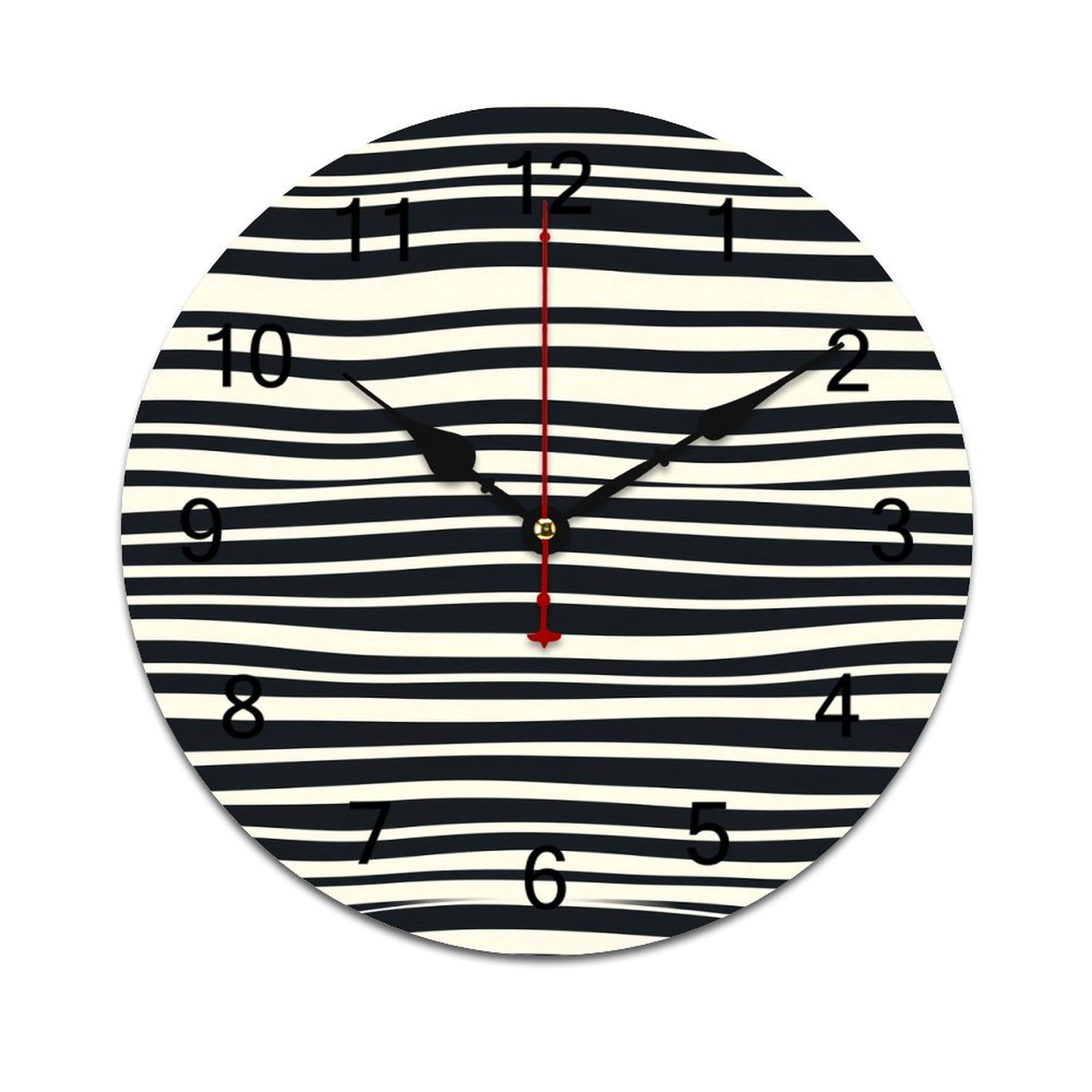 Wavy Black Stripes Time Decorative Wall Clocks Round Large Wall Watch ...