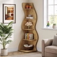 Wavy Corner Shelf, Modern 5-Tier Bookcase with Curvy Design for Living ...