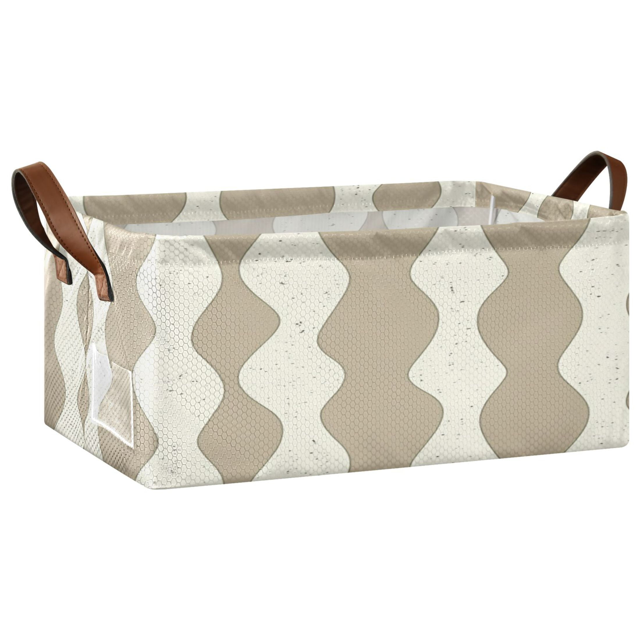 Wavy Cream Pattern Open Home Storage Bins Foldable Metal Frame Shelf ...