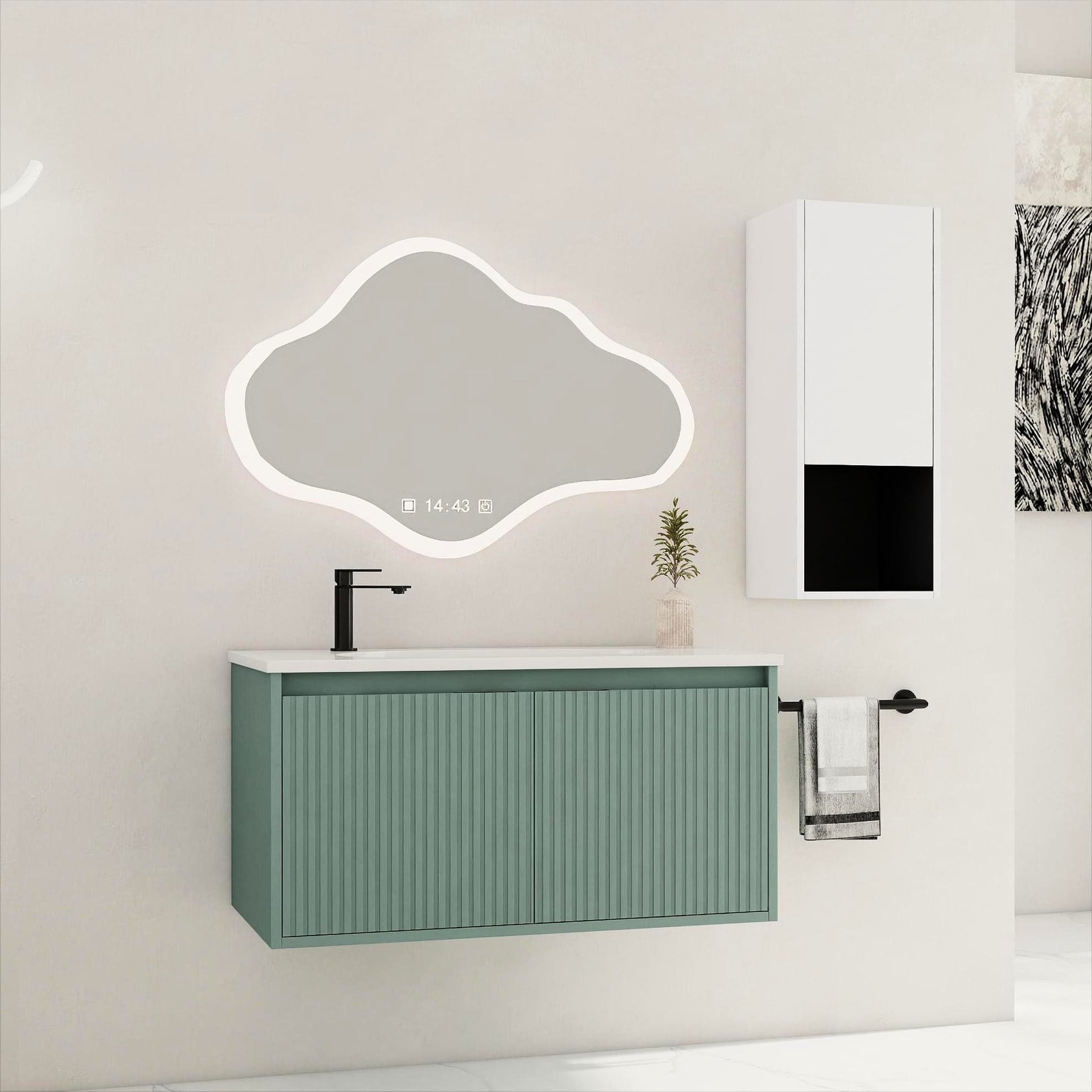Wavy Door Panels, Spacious Cabinets | Provide Ample Bathroom Storage ...