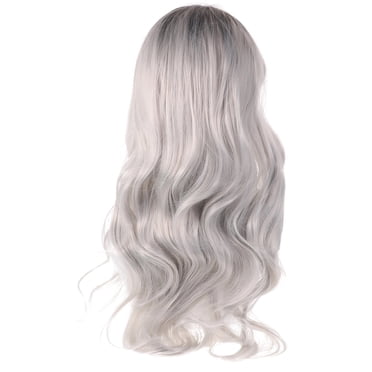 Creamily 7 Pcs Grey Granny Hat Wig Synthetic Wigs for Women Old Lady ...