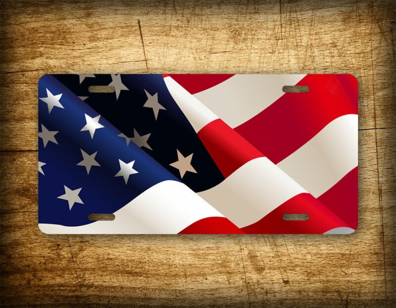 Wavy HD American Flag License Plate Patriotic Waving USA Flag Auto Tag ...