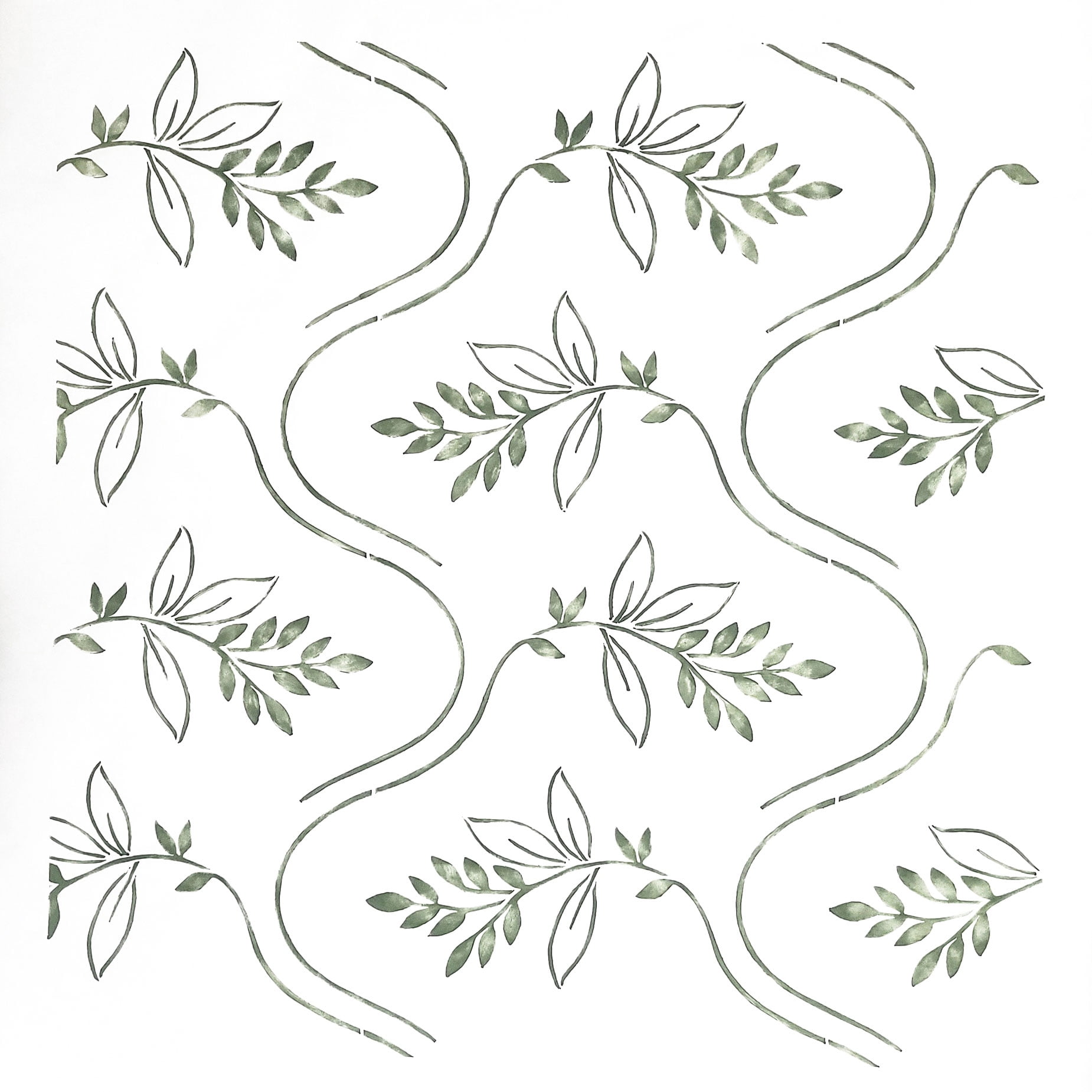 Wavy Leaves All Over Wall Stencil | Home Decor Stencils for Painting on ...