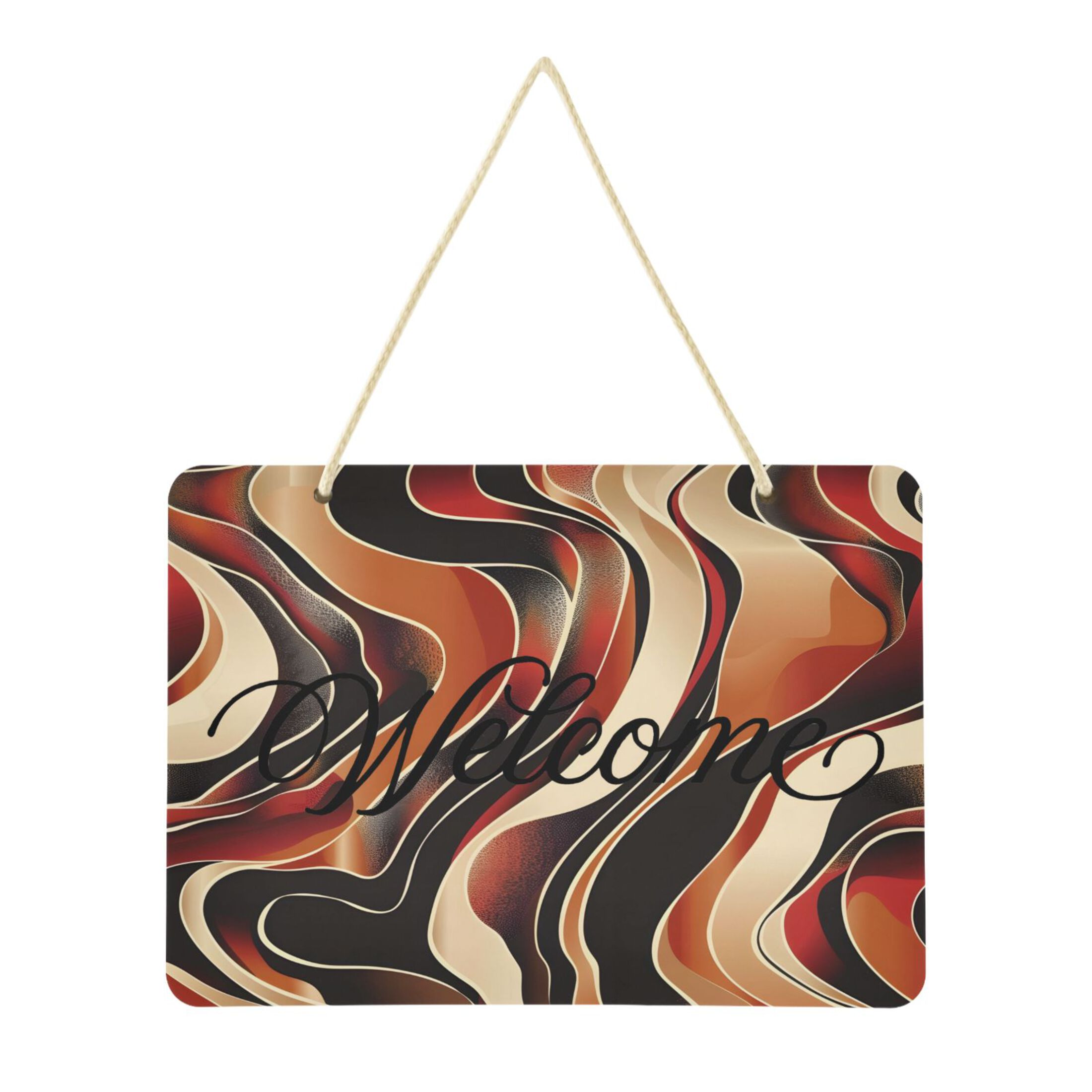 Wavy Line Welcome Sign Front Door PVC 14x10 inch Hanger Hello Sign ...