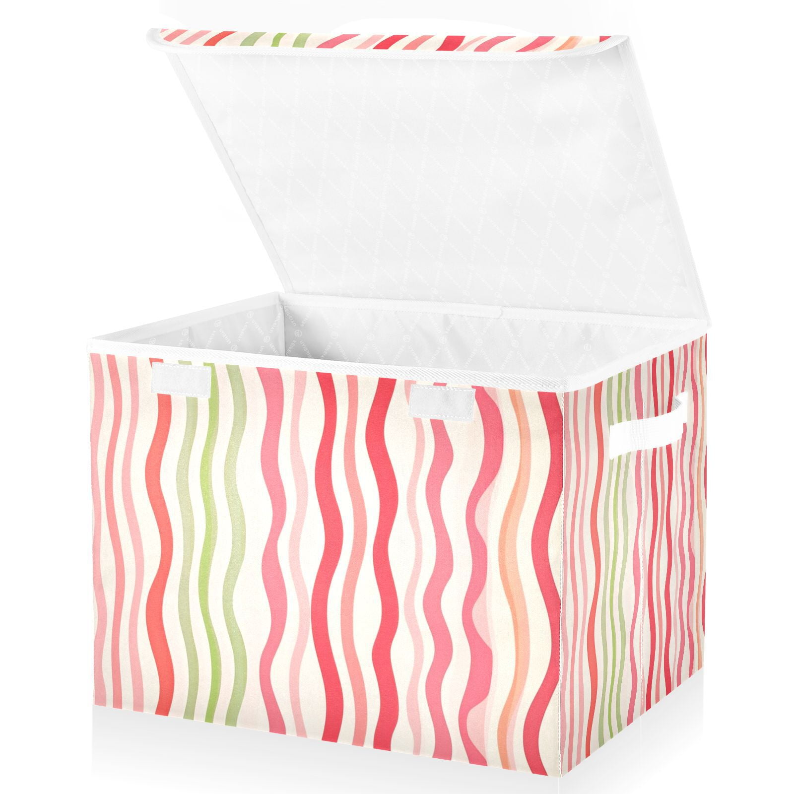 Wavy Lines Colorful Striped Storage Basket for Shelves Foldable ...