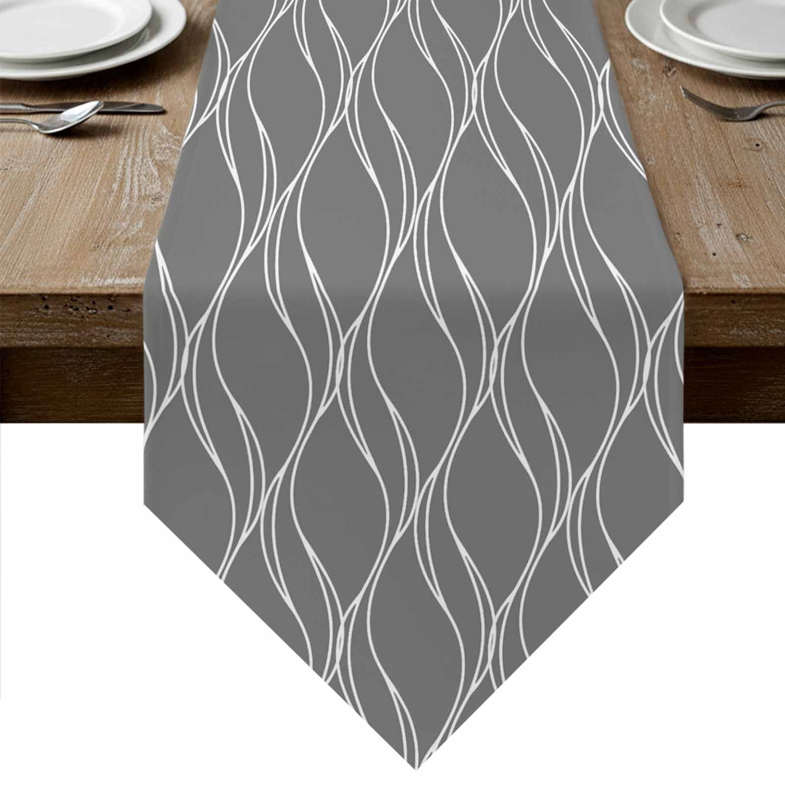 Wavy Lines Table Runner Linen Burlap Table Runner 72 Inches Long ...