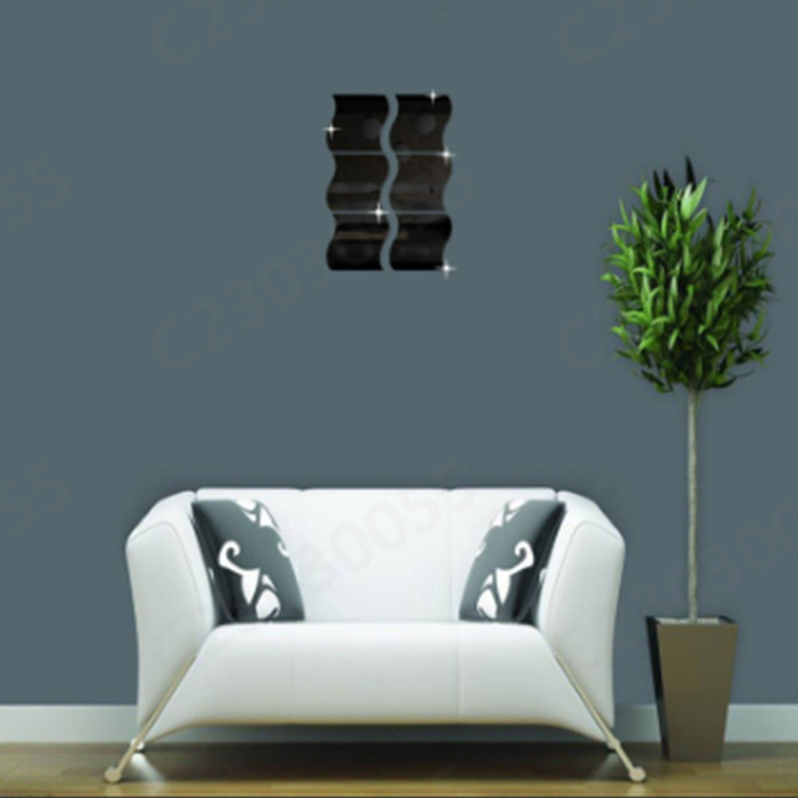 Wavy Mirror Wall Stickers, Full Length Acrylic Stickers, Self-Adhesive ...