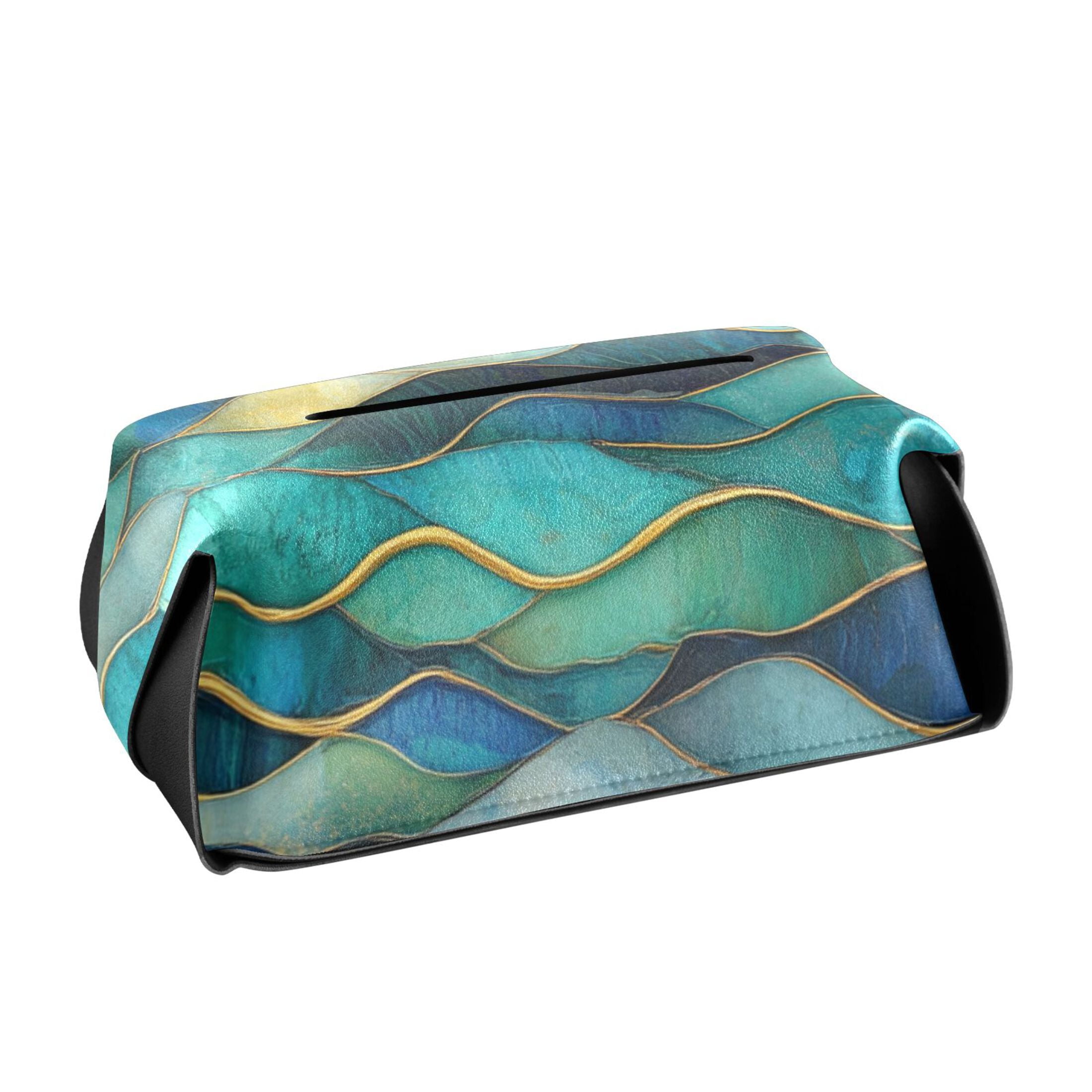 Wavy Ocean Design Tissue Box Cover Leather Square Rectangle Tissue Box ...