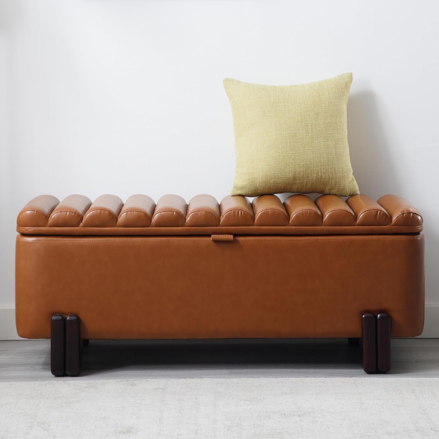 Wavy Ottoman Storage Bench Multi-Functional Narrow Entryway Bench ...