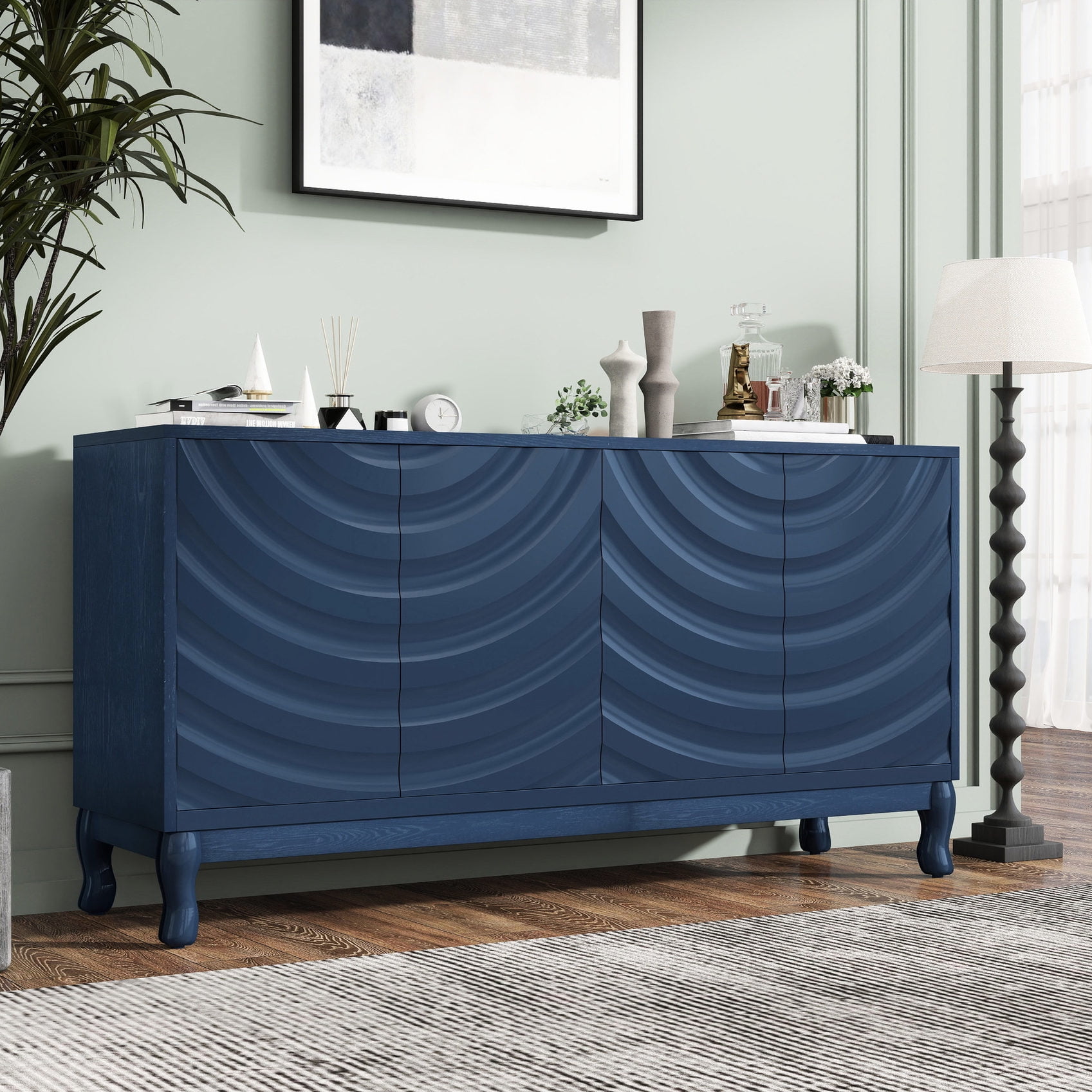 Wavy Patterned Elegance and Convenience - Sideboard with Rebound ...