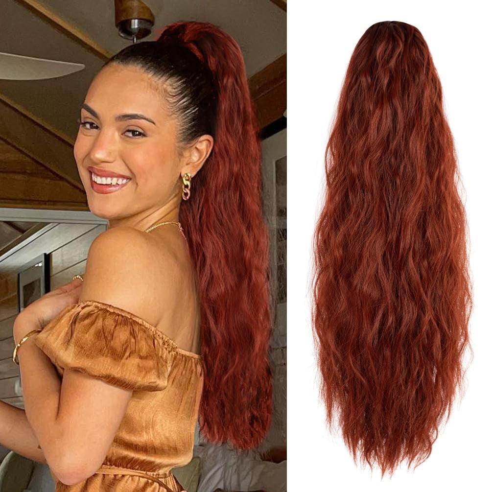 Wavy Ponytail Extension Claw Clip, 22 Inch Corn Wave Pony Tail ...