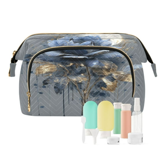 Wavy Quilted Cosmetic Bag Large-Capacity Travel Toiletry Organizer ...