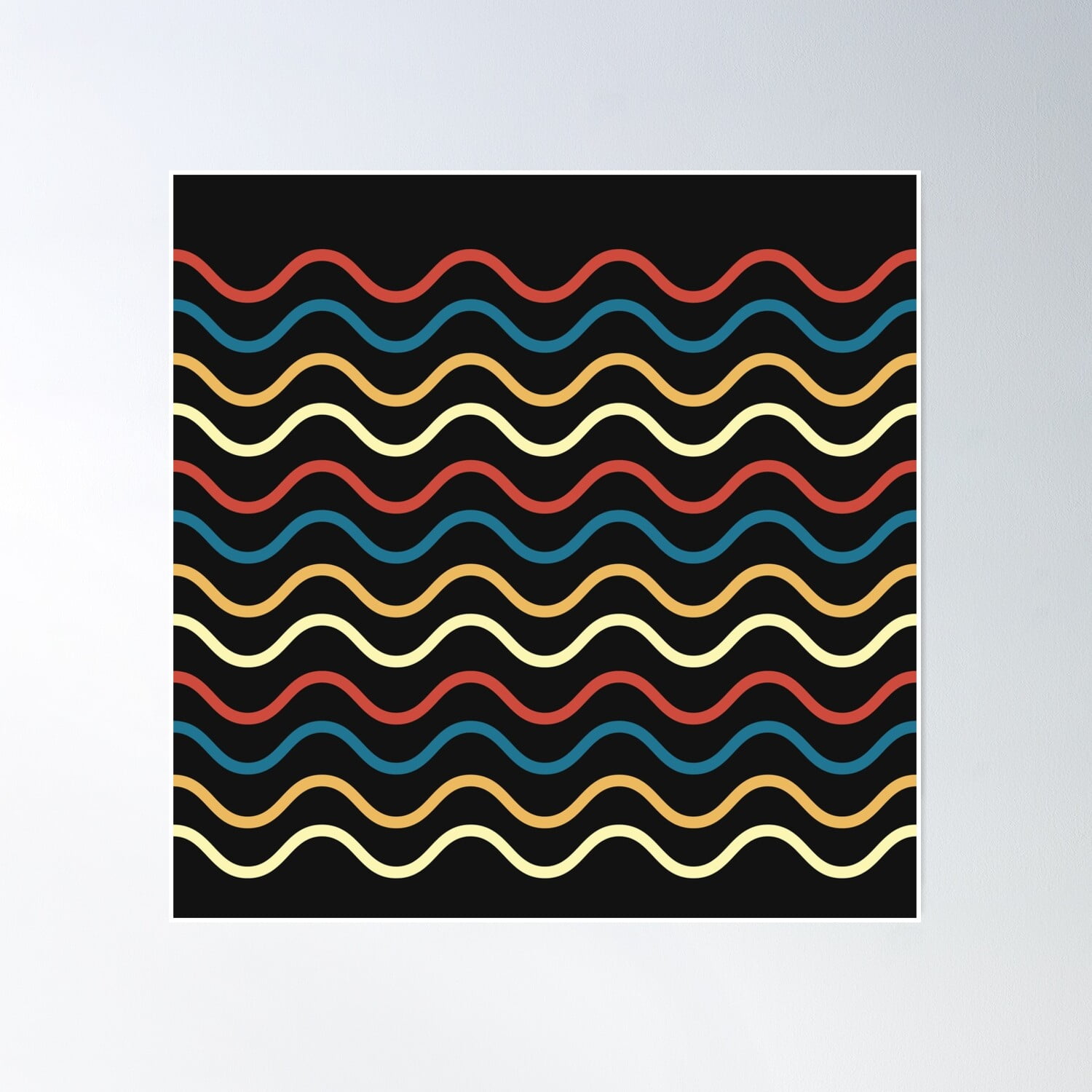 Wavy Retro Mod Style Poster Wall Art, Modern Wall Decor, 24x24 UNFRAMED ...