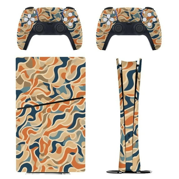 Wavy Shapes Console Skin Bundle for PS5 Pro Slim Disc & Digital / PS4 ...
