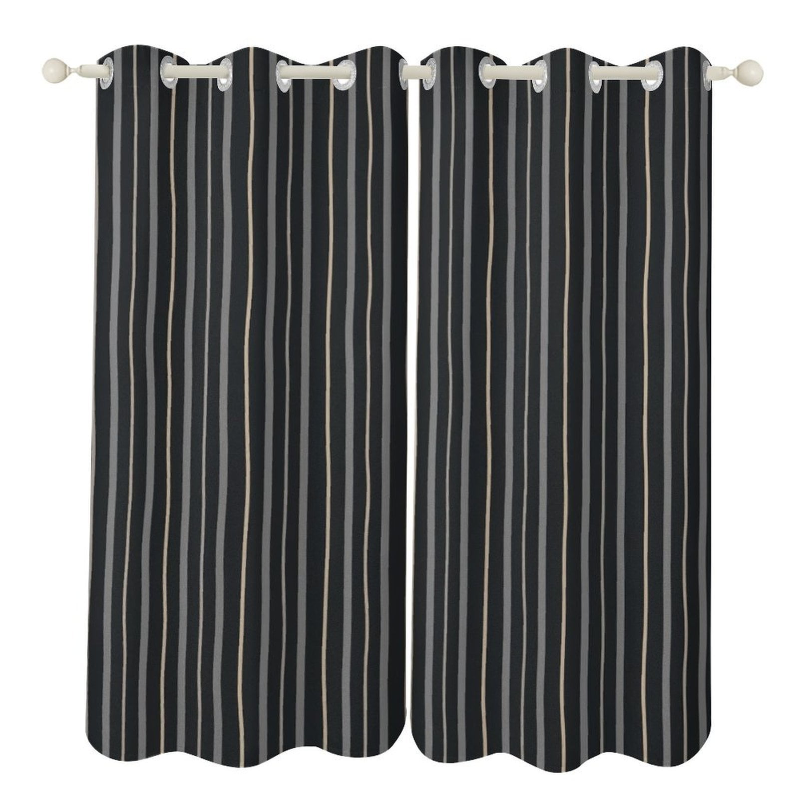 Wavy Vertical Stripes Window Curtains Drapes Bedroom Living Room ...