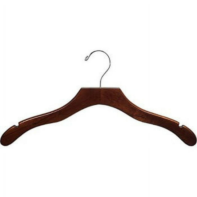 Wavy Wood Top Hanger, Box of 50 Space Saving 17 Inch Wooden Hangers w ...