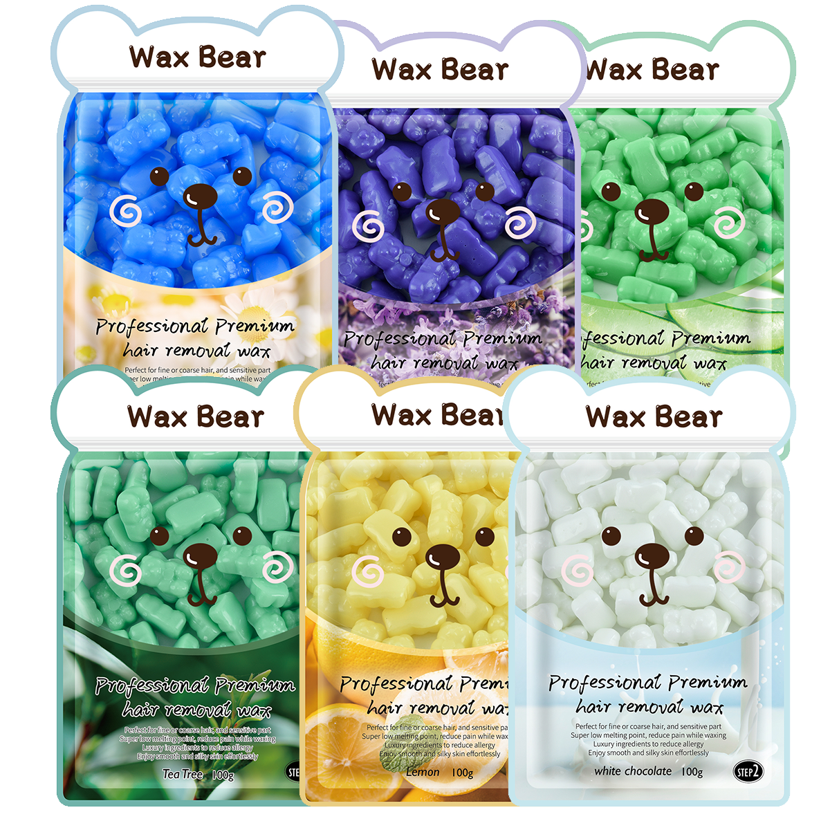 Wax Bear Gummy Bears Design Hard Wax Beads Set Multi-Flavor Mixed Pack ...