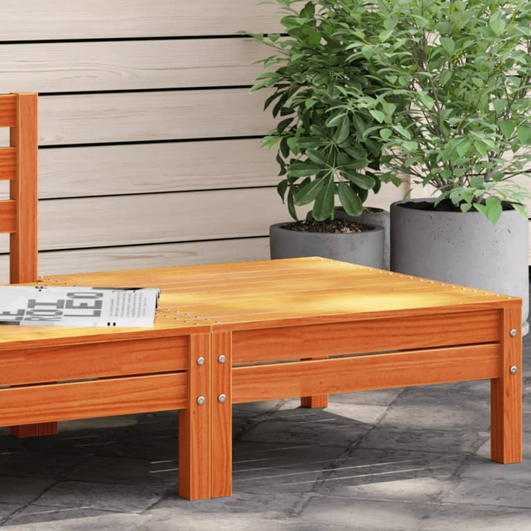 Wax Brown Solid Wood Pine Patio Footstool Durable Stylish Design for Outdoor Comfort and Relaxation