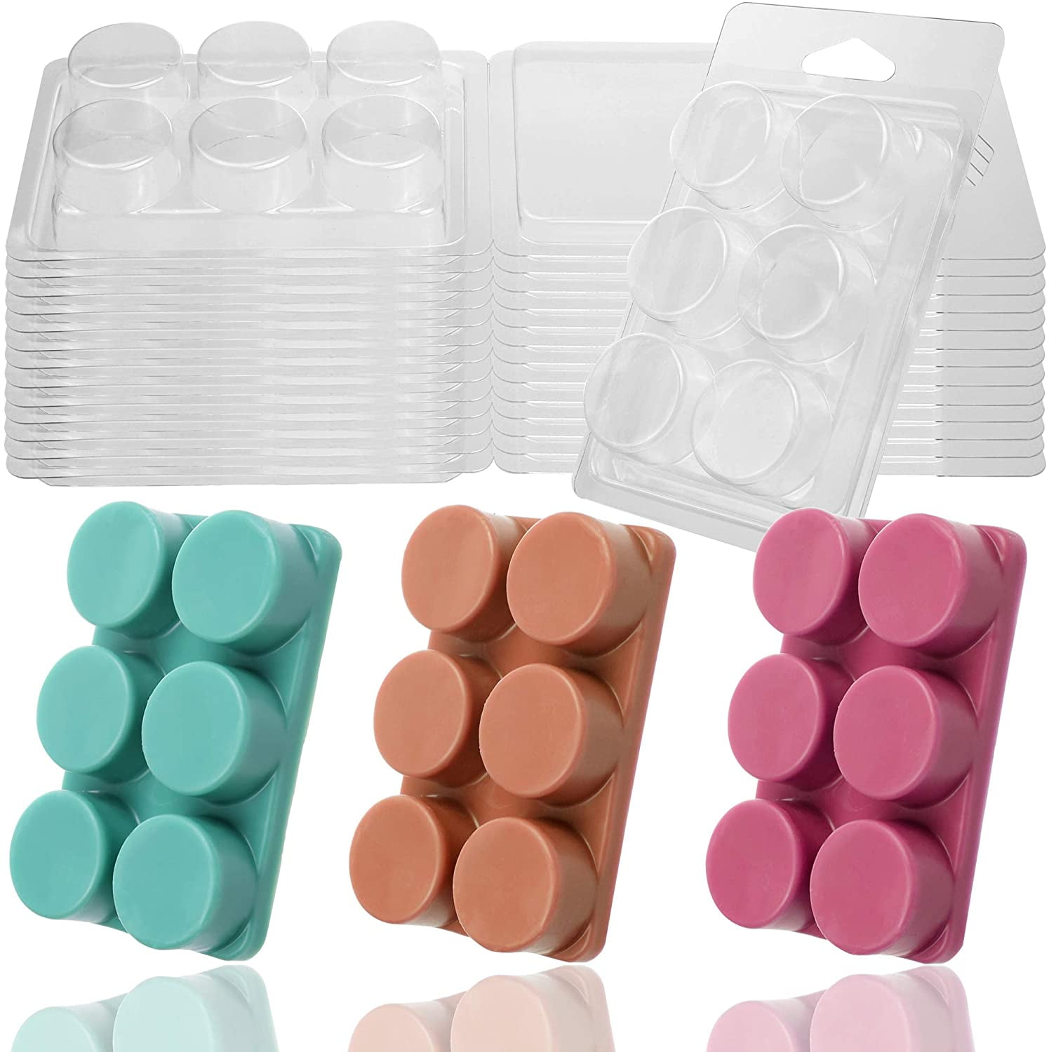 Wax Melt Containers-6 Cavity Clear Empty Plastic Wax Melt Molds-100 ...