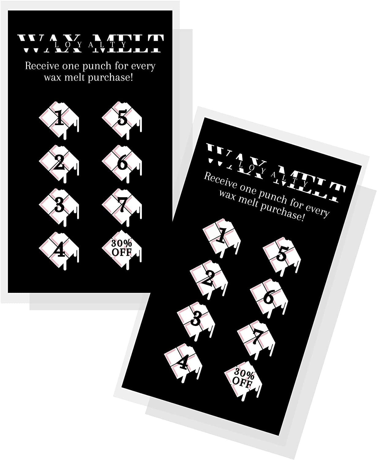 Wax Melt Loyalty Customer Punch Cards 50 Pack 2x3.5 Business Card Wax ...