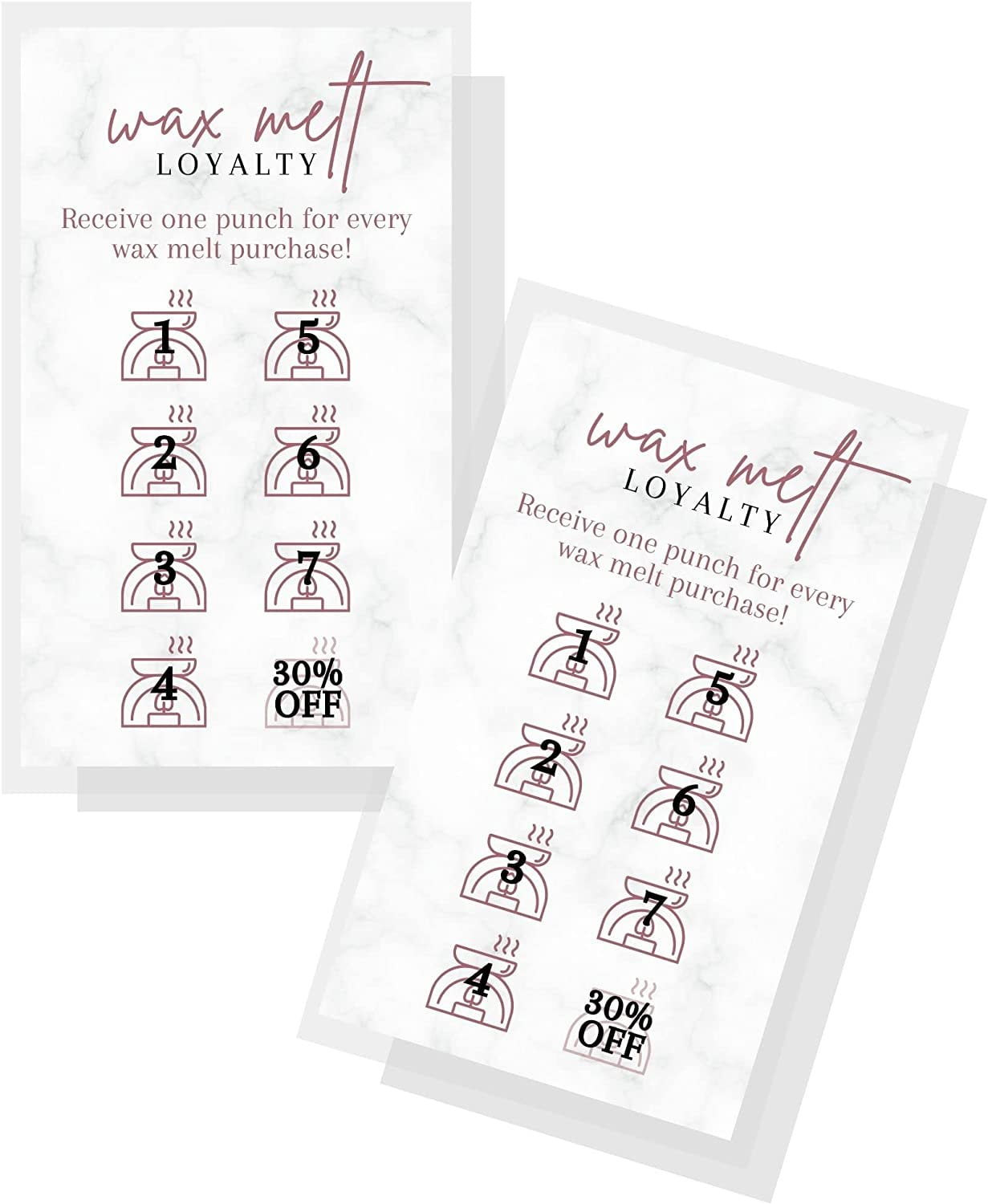 Wax Melt Loyalty Customer Punch Cards 50 Pack 2x3.5 Business Card Wax ...