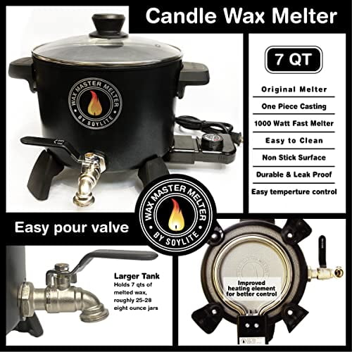 Wax Melter for Candle Making - Holds Approximately 7 Qts of Melted Wax - Easy Pour Valve - by ...