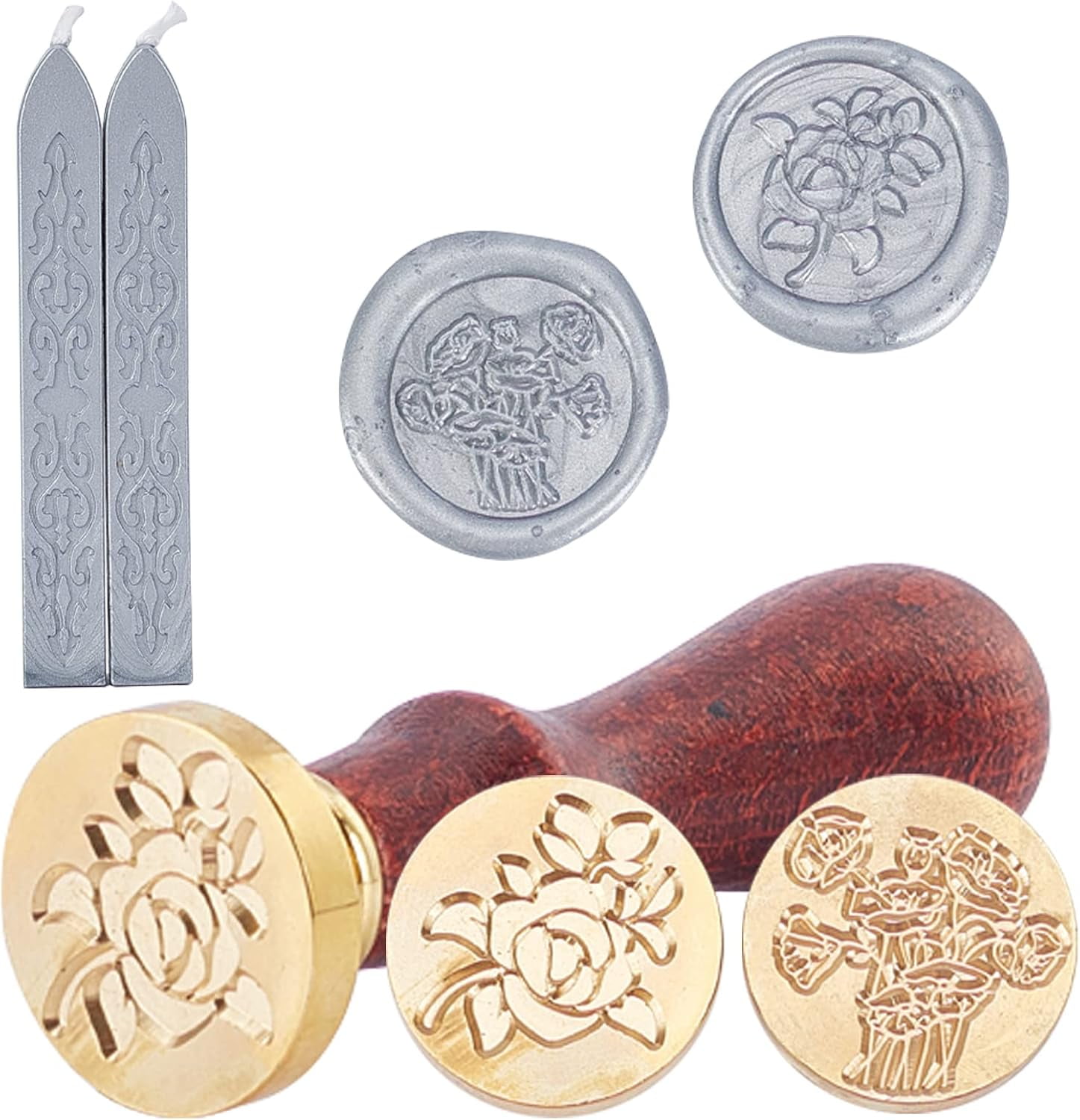 Wax Seal Kit 2PCS Wax Seal Stamp Heads Rose & Corn Poppy with Universal ...