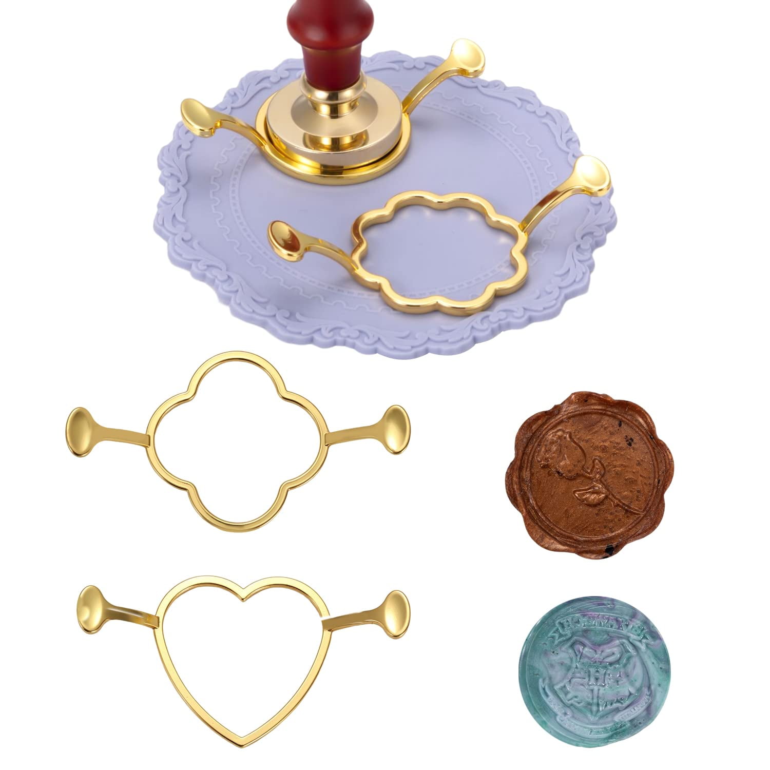 Wax Seal Kit, 4pcs Metal Wax Seal Molds for 1inch Wax Stamp, with 1pc ...