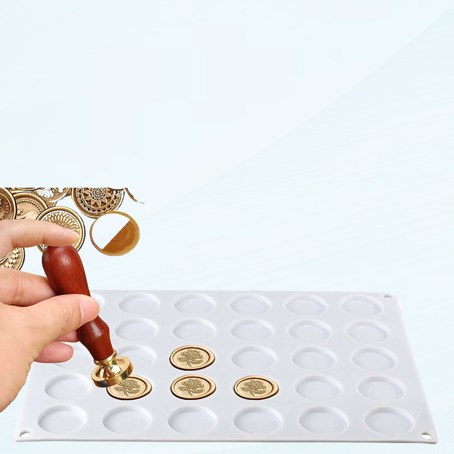 Wax Seal Mat for Wax Sealing Stamp, 30-Cavity Wax Seal Molds Silicone ...