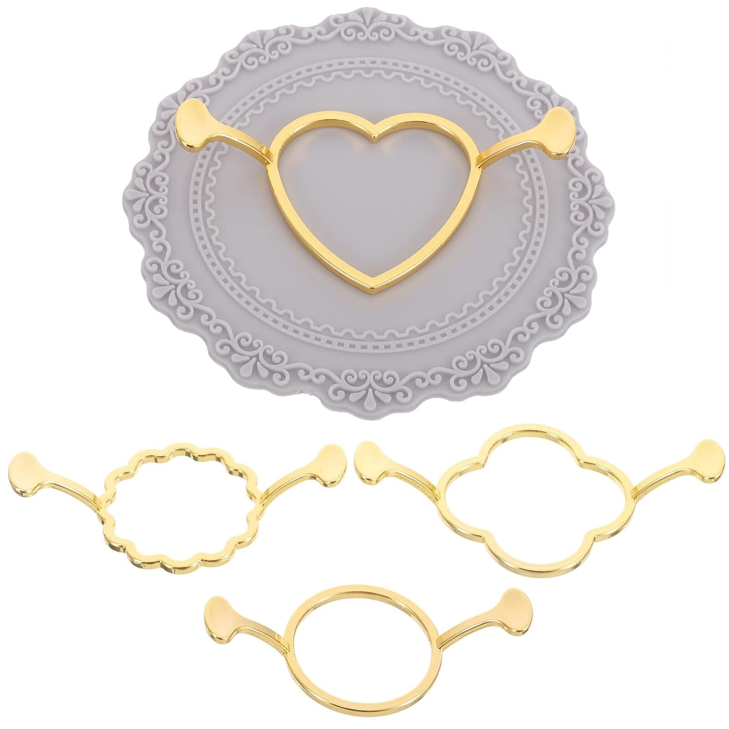 Wax Seal Mold Metal s with Silicone Mat Kit 4pcs Gold Round Flower ...