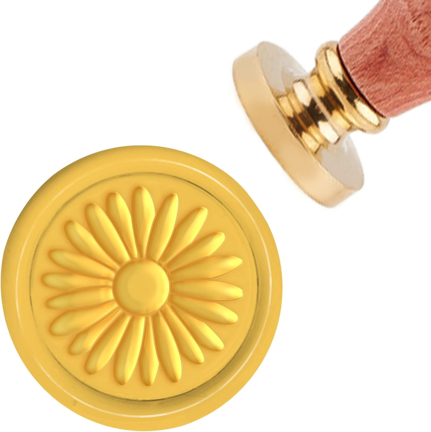 Wax Seal Stamp Daisy 3D Embosser Sealing Stamp Heads with Wooden Handle ...