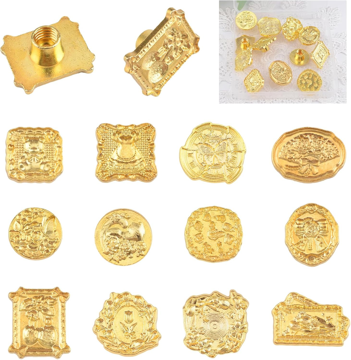 Wax Seal Stamp Heads Set, 12 PCS Tea Party Theme Seal Stamp Replacement ...