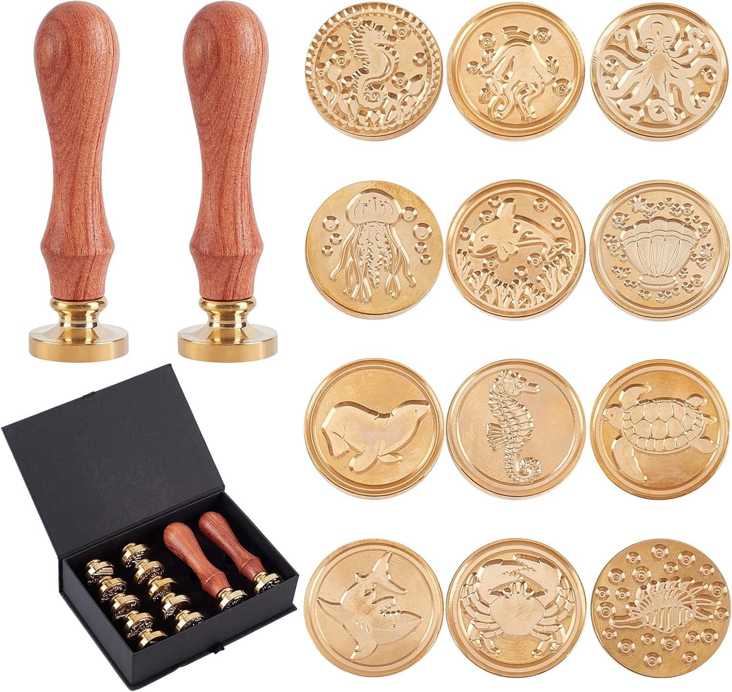 Wax Seal Stamp Heads Set 12pcs Vintage Sealing Wax Stamps Heads with ...