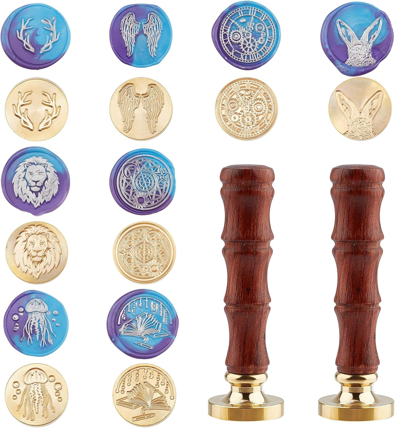 Wax Seal Stamp Heads Set 8PCS Vintage Sealing Wax Stamps with 2PCS ...