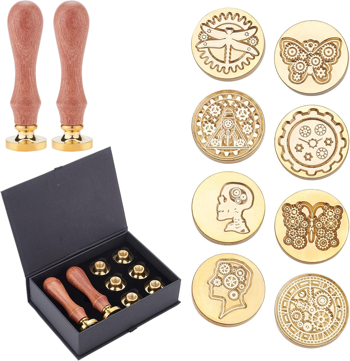 Wax Seal Stamp Heads Set 8pcs Vintage Sealing Wax Stamps with 2pcs Wood ...