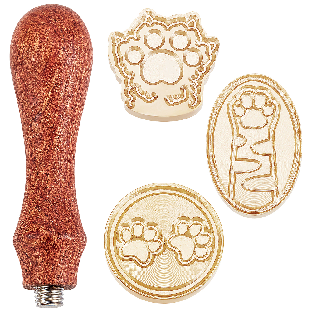 Wax Seal Stamp Heads Set Cat Paw Print 3pcs Sealing Wax Stamps Heads ...