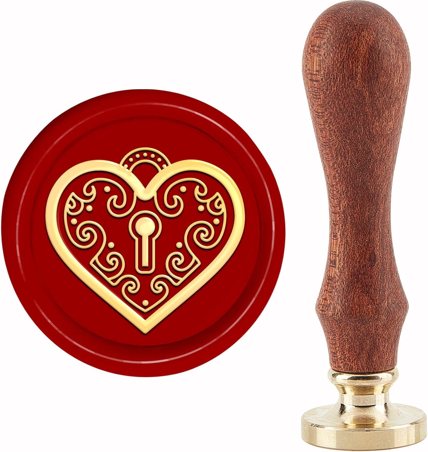 Wax Seal Stamp Heart Lock Pattern Sealing Stamp Valentine's Day Brass ...