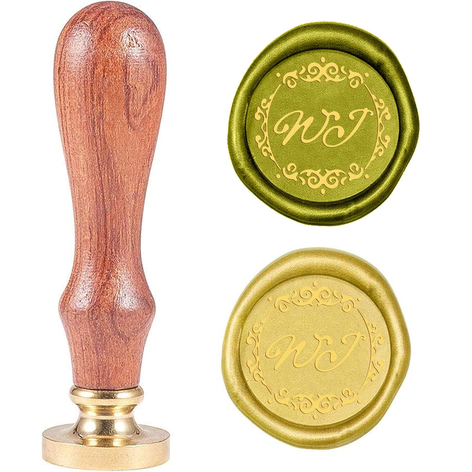 Wax Seal Stamp Kit 25mm Uppercase Letter WJ Retro Brass Head Sealing ...