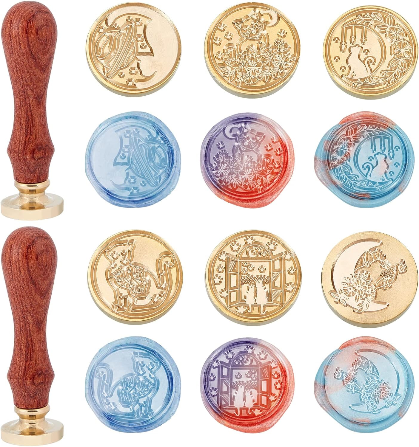 Wax Seal Stamp Kit 6 Pieces Cat Animal Patterns Series Sealing Wax ...