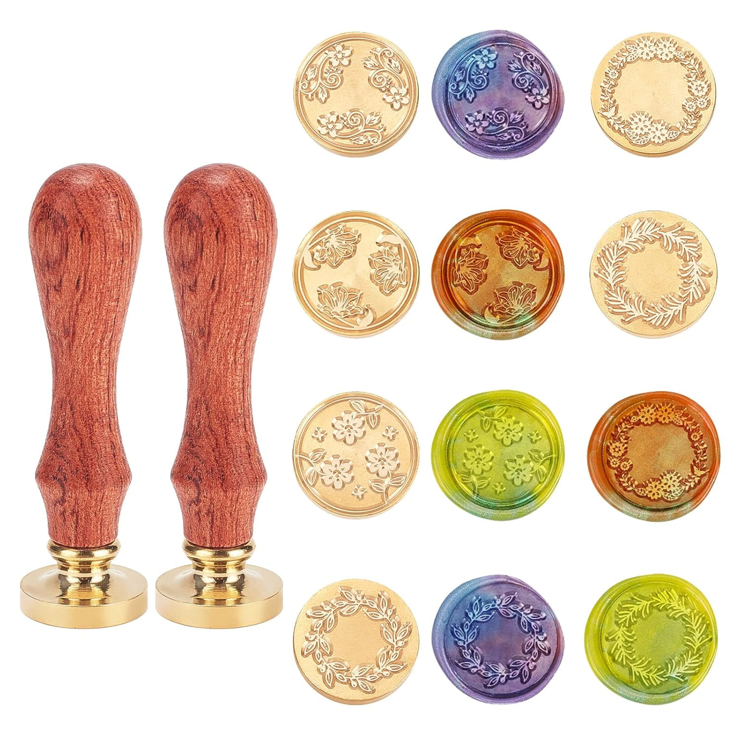 Wax Seal Stamp Kit 6 Pieces Garland and Rotating Flower Series Sealing ...