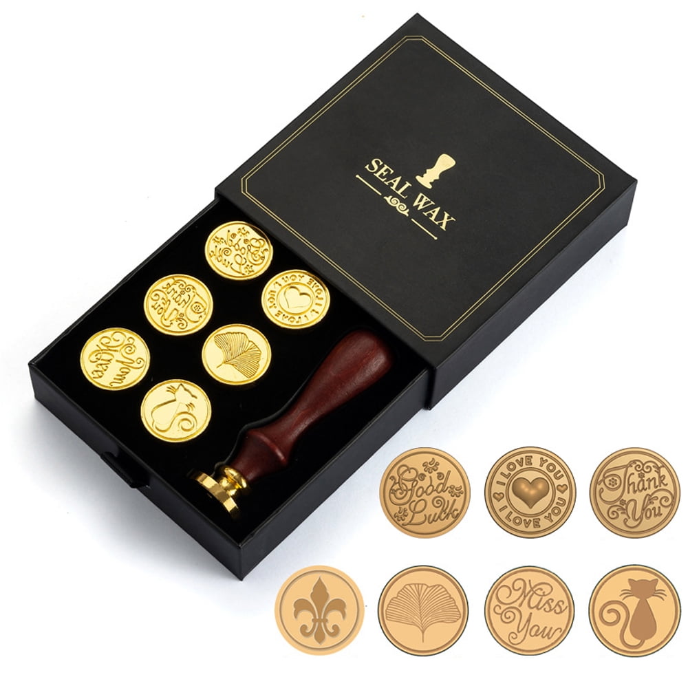 Wax Seal Stamp Kit, Include Wax Stamp Brass Heads with Wooden Hilt, for ...
