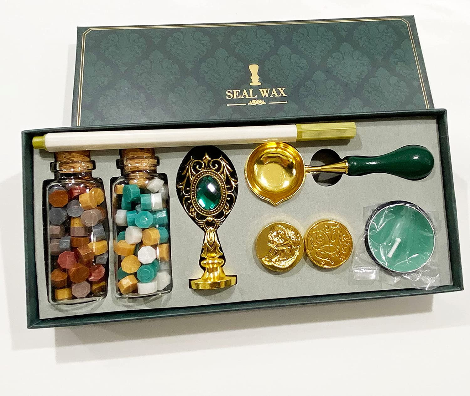 Wax Seal Stamp Kit Includes 3 Wax Seal Stamp Heads, Gold Pen Presented ...