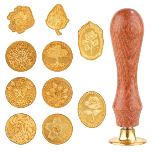 Wax Seal Stamp Set, 10pcs Sealing Wax Stamp Heads with a Wooden Handle ...
