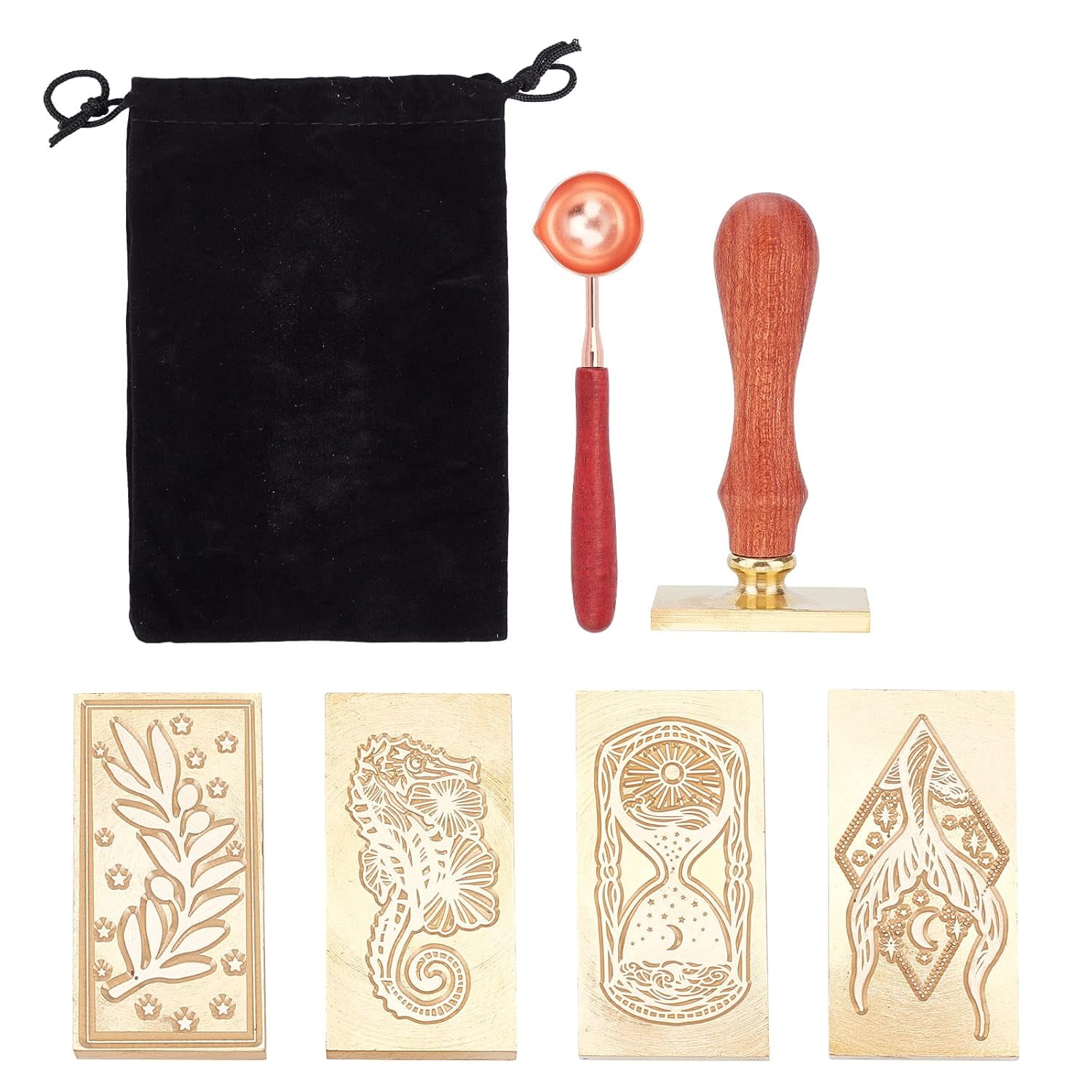 Wax Seal Stamp Set 4PCS Rectangle Sealing Stamp Heads with 1 Piece ...